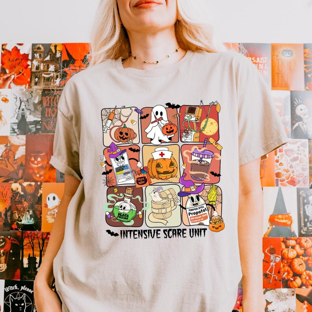 Intensive Scare Unit Nurse Halloween T-shirt, Spooky Nurse Shirt, Funny ...