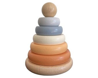 Personalized Wooden Toy Stacking Rings Eco Friendly Natural Wood Toy ...