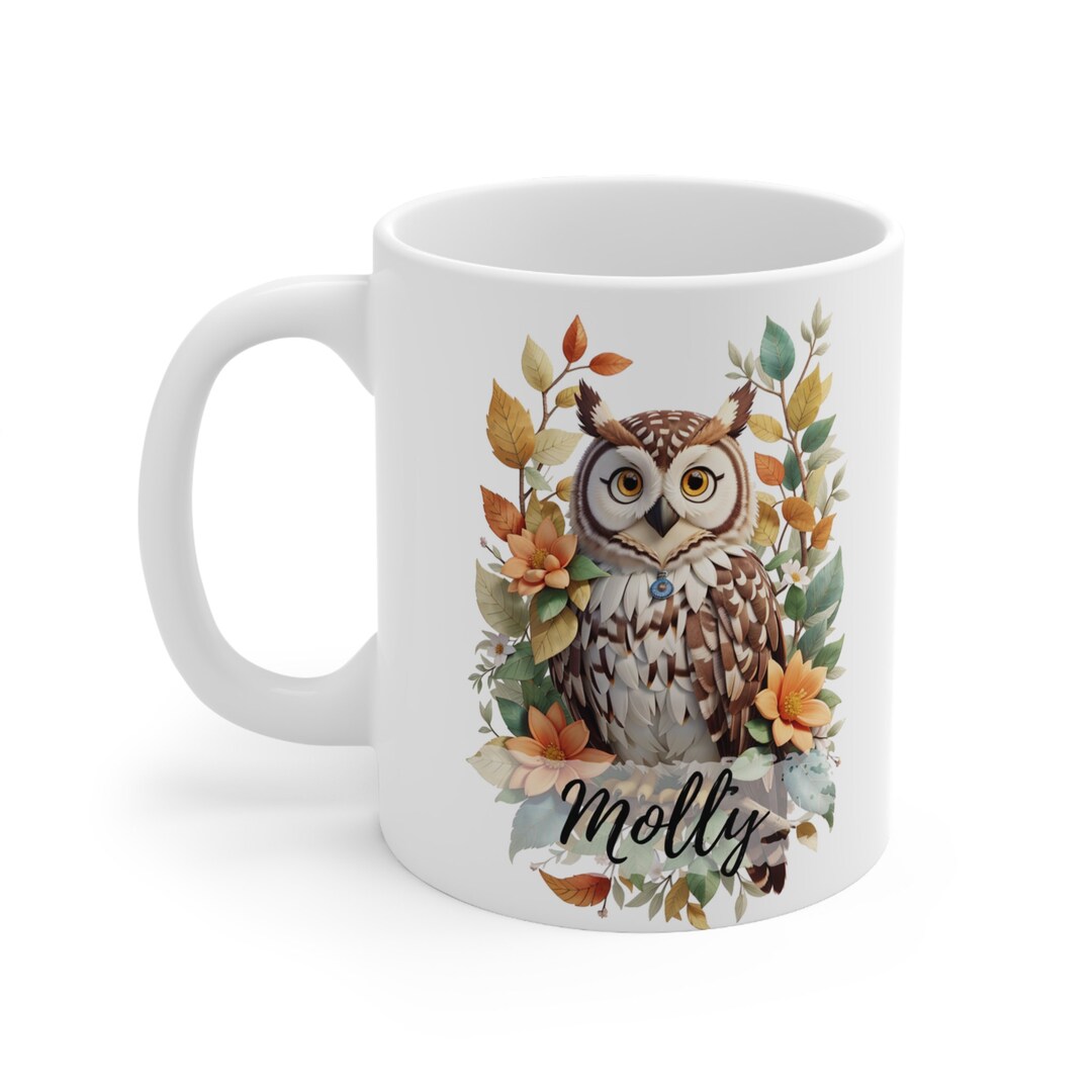 Ceramic Owl Mug - Personalized and Functional Coffee Cup - Unique Gift ...