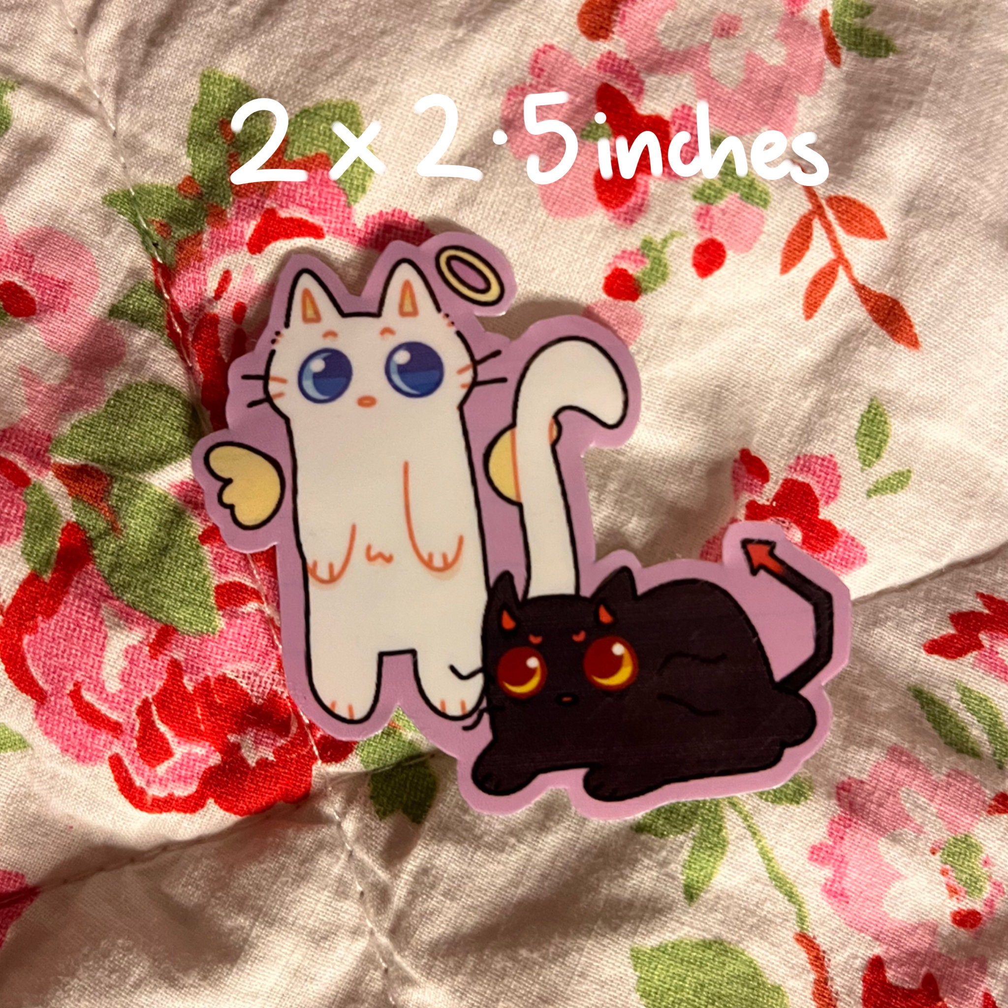 Angel and Demon Kitty Cats Sticker Waterproof Sticker - Etsy