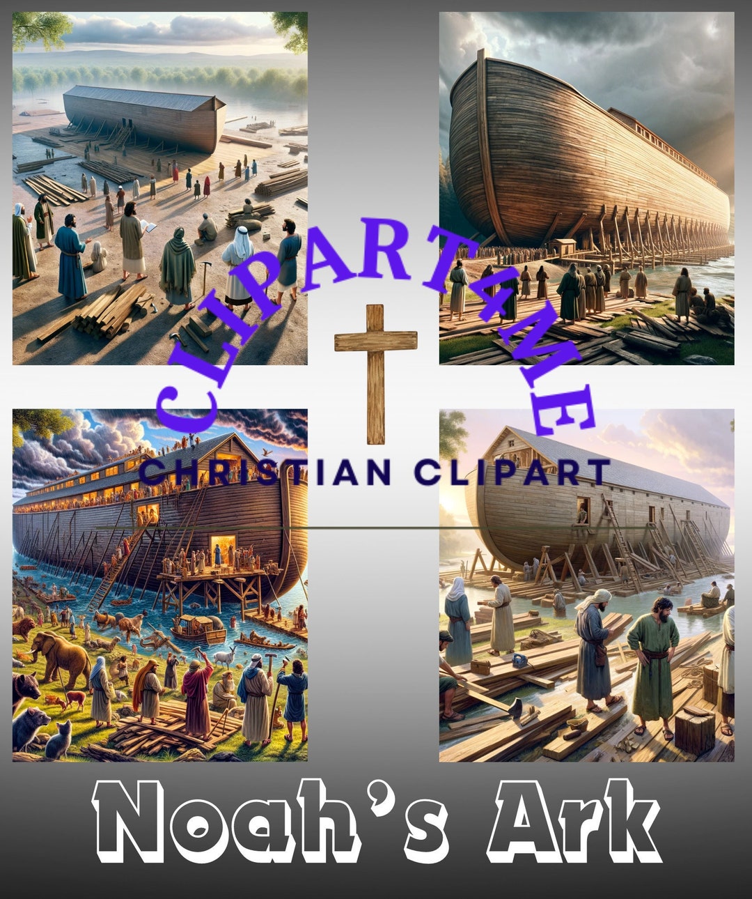 Noah's Ark Realistic Art Print - Biblical Scene, Detailed Wooden Ark ...