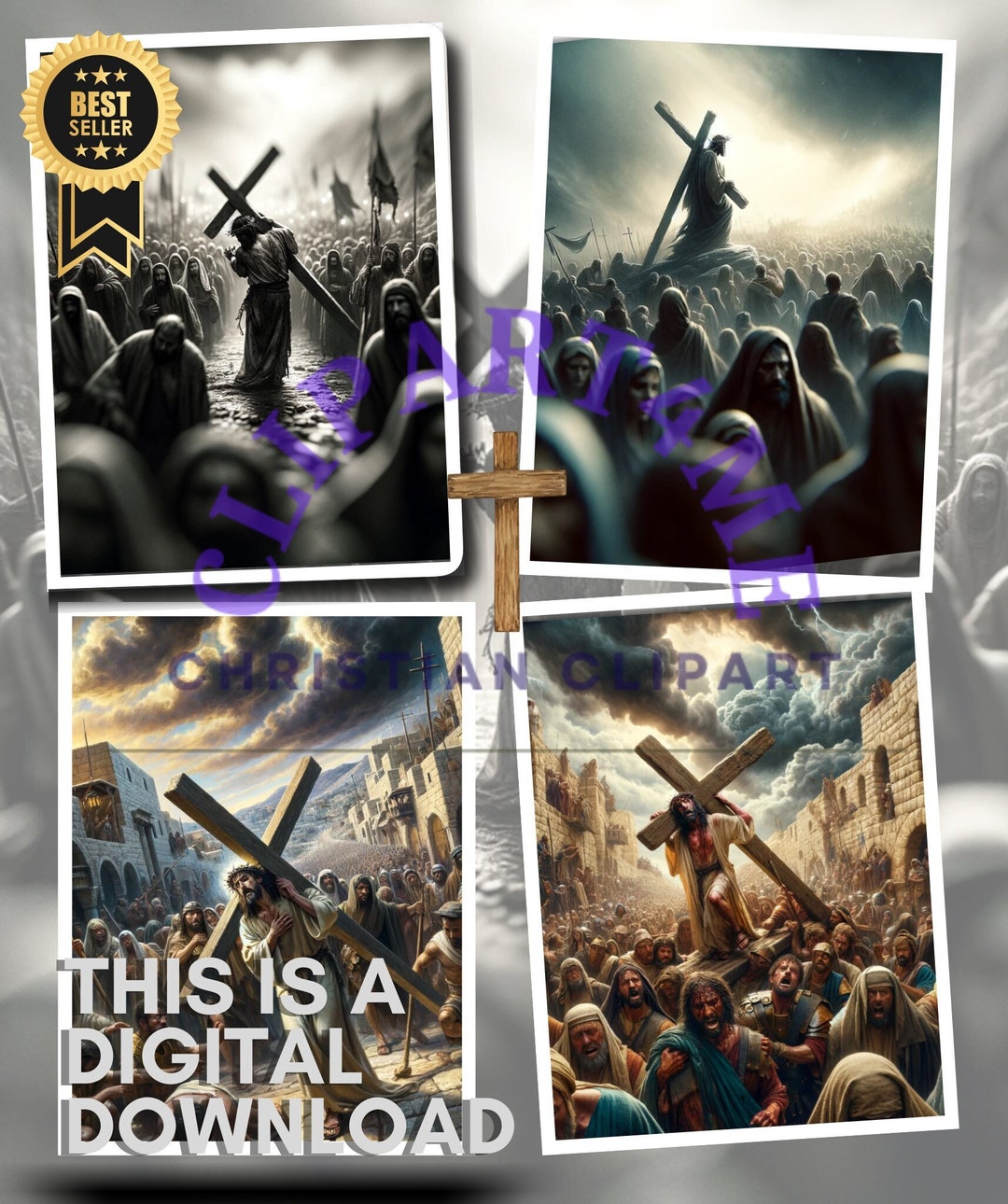 Easter Scene: Road to Calvary, Dramatic Biblical Event, Jerusalem Crowd ...