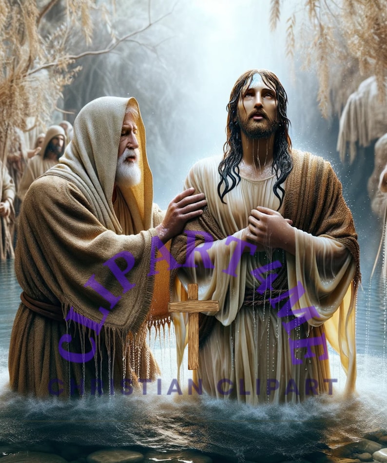 Baptism of Jesus Stock Graphics: Biblical Digital Art, Authentic ...