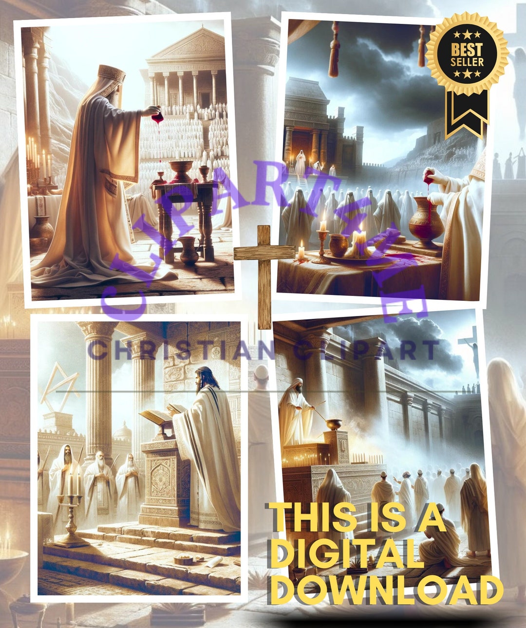 Yom Kippur High Priest Ritual & Cross Symbolism Art Print Sacred ...