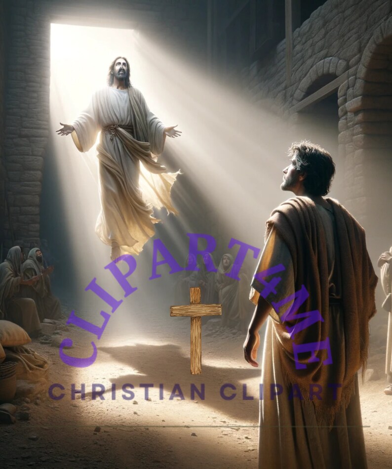 Biblical Conversion Road Damascus Scene Paul's Spiritual Awakening Art ...