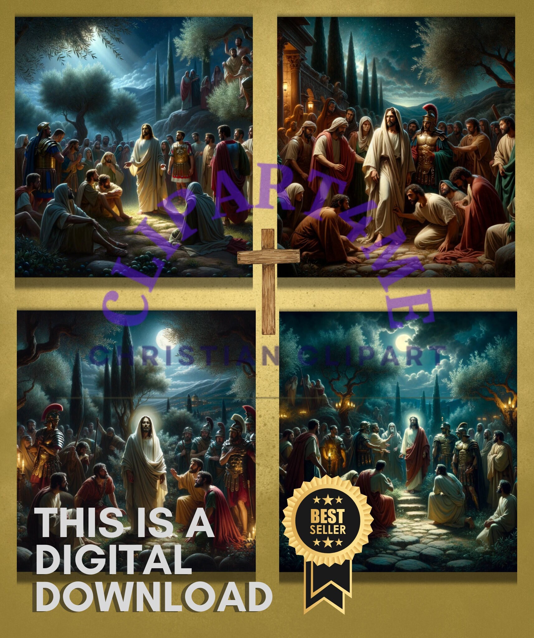 Easter Art Print: Arrest of Jesus in Gethsemane, Biblical Scene ...