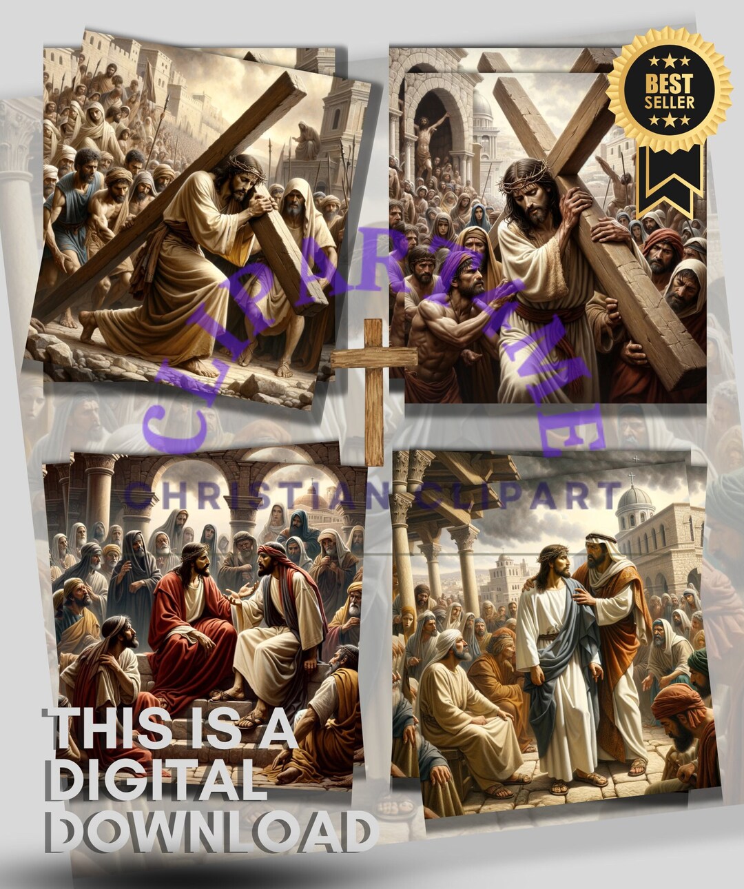 Classical Easter Art Jesus Carrying the Cross, Biblical Scene ...