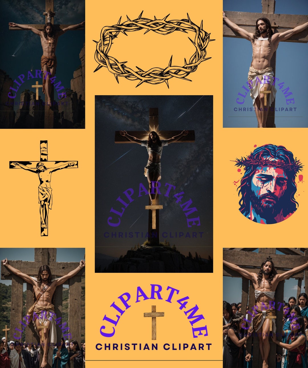 Sacred Crucifixion of Jesus Christ Digital Art Religious Icon Christian ...