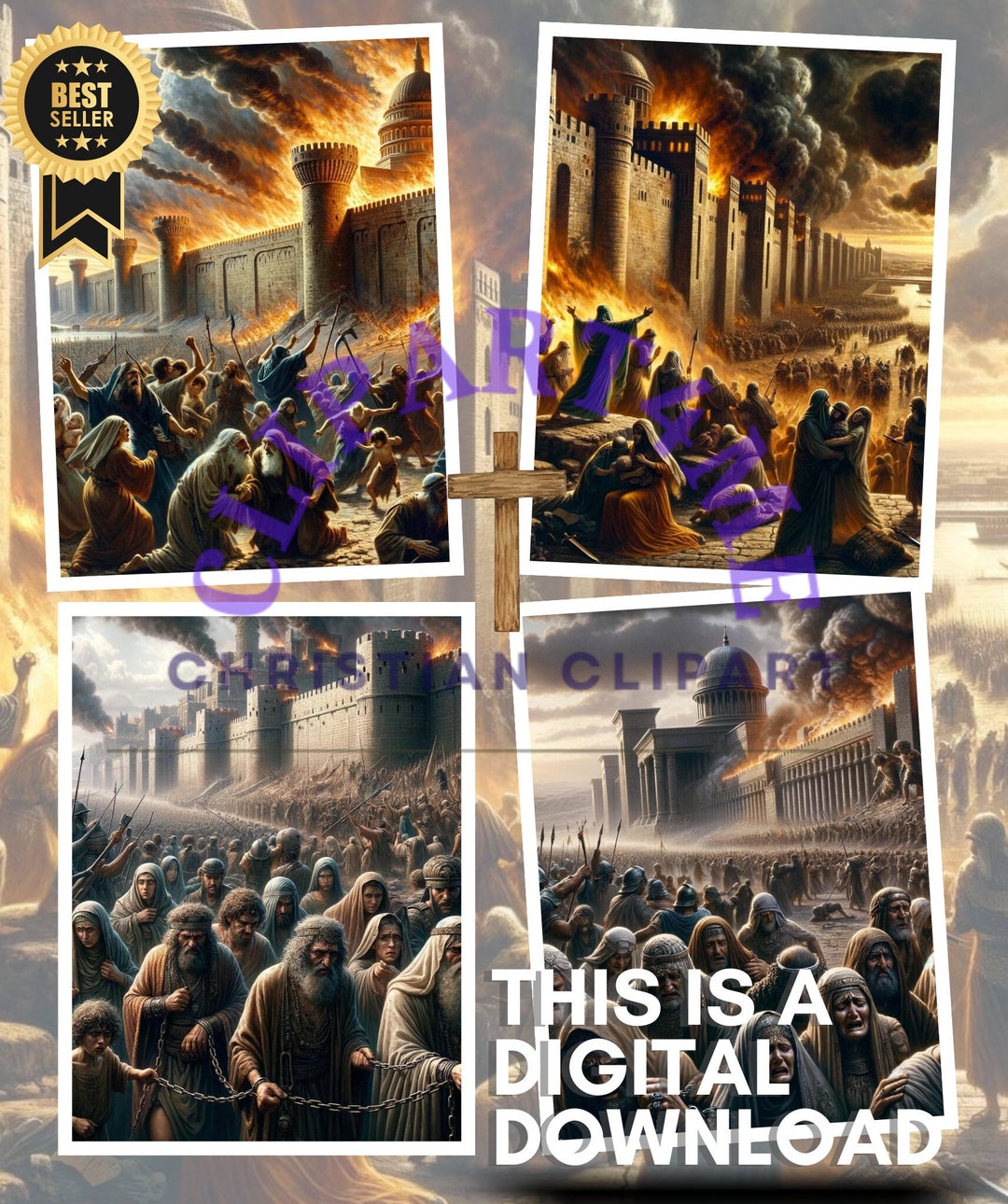 Babylonian Exile Art: Siege of Jerusalem, Temple Destruction & Judean ...