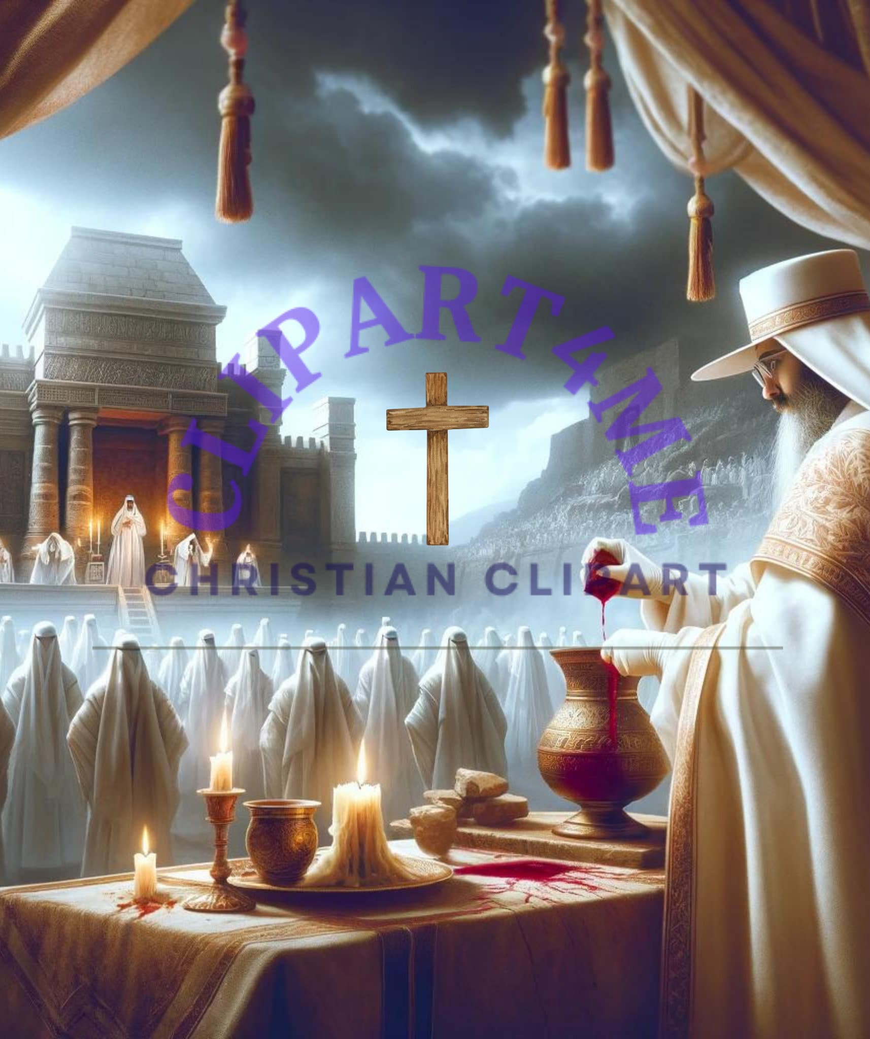 Yom Kippur High Priest Ritual & Cross Symbolism Art Print Sacred ...