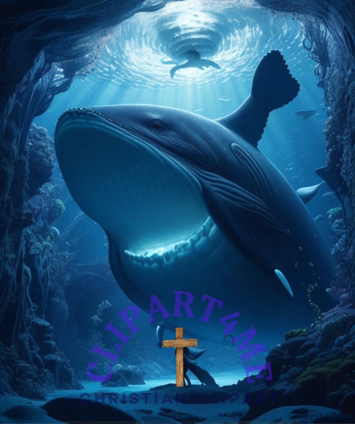 Jonah and the Whale Clip Art Stock Images: Biblical Digital Art ...