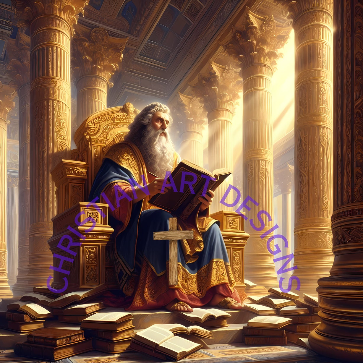 King Solomon Wisdom Art - Divine Proverbs, Biblical Teachings Oil Painting, King James Bible ...