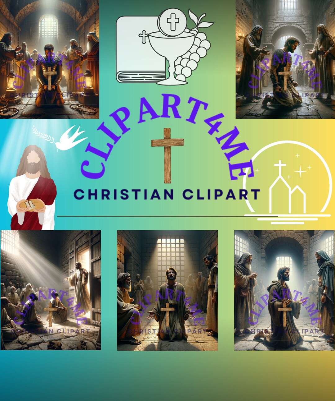 Biblical Scene Graphics: Philippian Jailer Conversion Digital Artwork ...