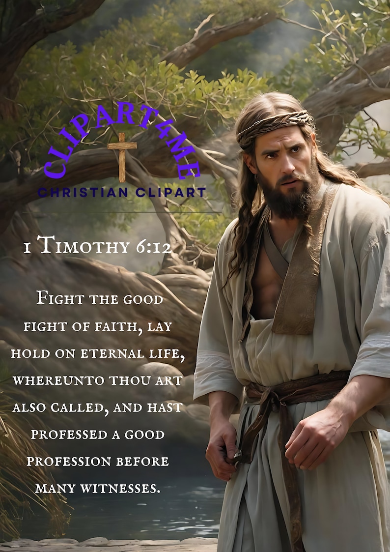 Inspirational 1 Timothy 6:12 Bible Verse Print - Fight the Good Fight ...
