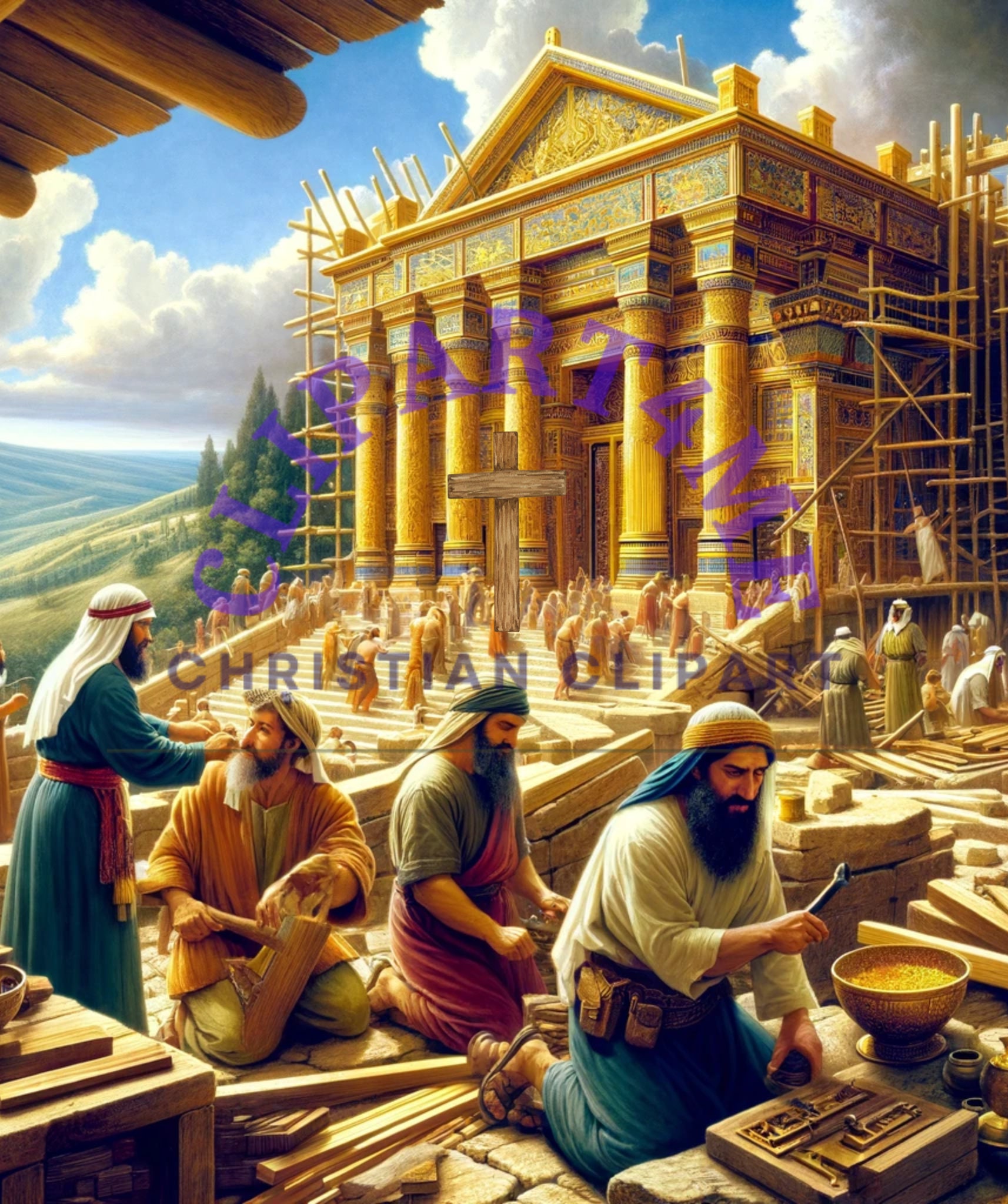 Solomon's Temple Art Print - Biblical Jerusalem Construction Scene - Etsy