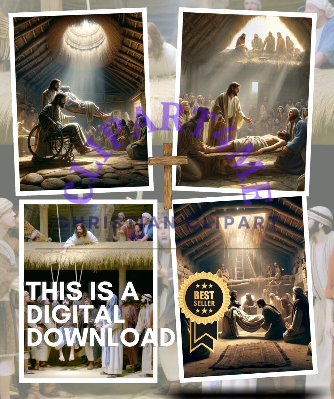 Miracle of Jesus Healing Paralytic - Biblical Art Print, Gospel ...