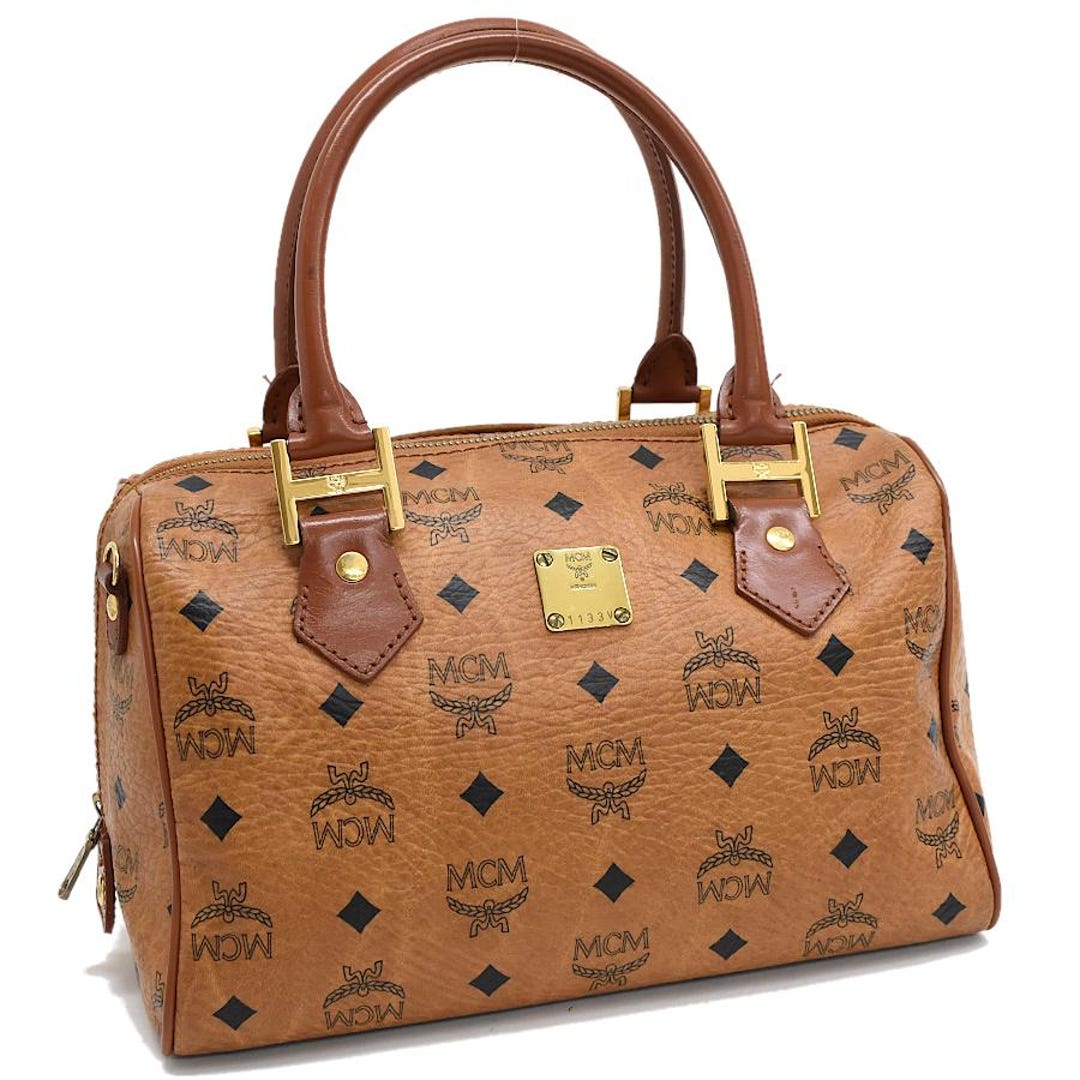MCM Small Boston Bag Handbag Vicetos Coated Canvas Leather Vintage ...