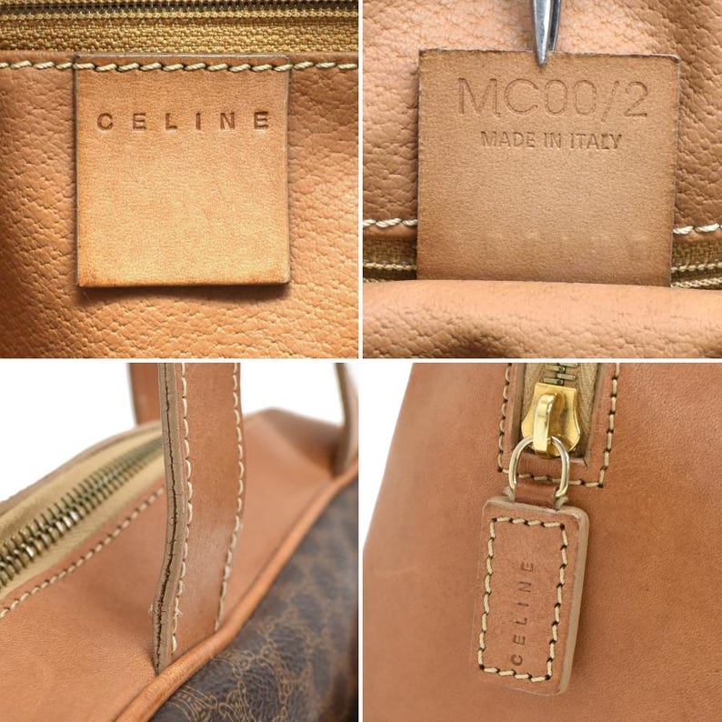 CELINE Tote Handbag Macadam PVC Leather Brown Gold Hardware Old Celine ...