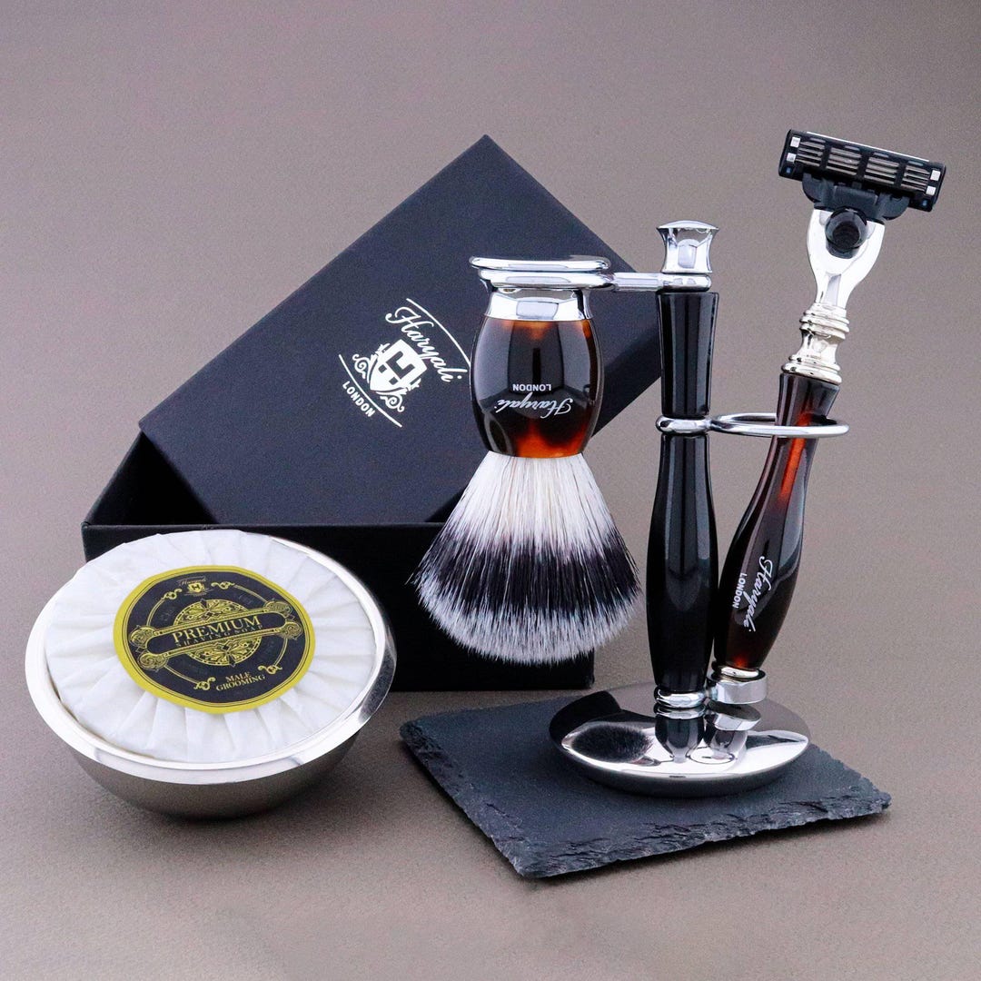 Shaving Kit Silvertip Hair Brush and Vase Range Set, Luxury Men's ...