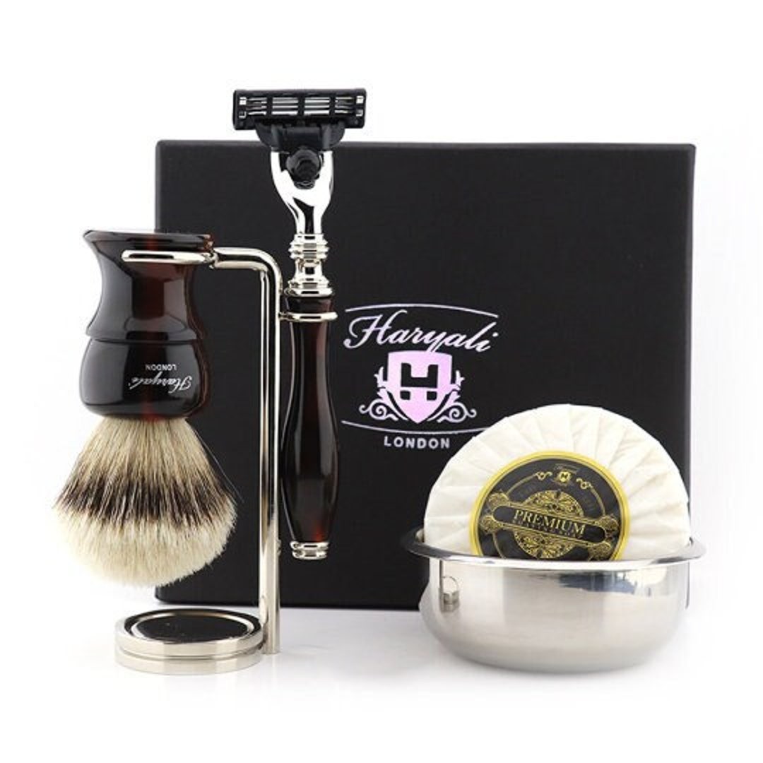 Shaving Kit 5 Piece Shaving Kit for Men Gift Set Shaving Brush 3 Edge ...