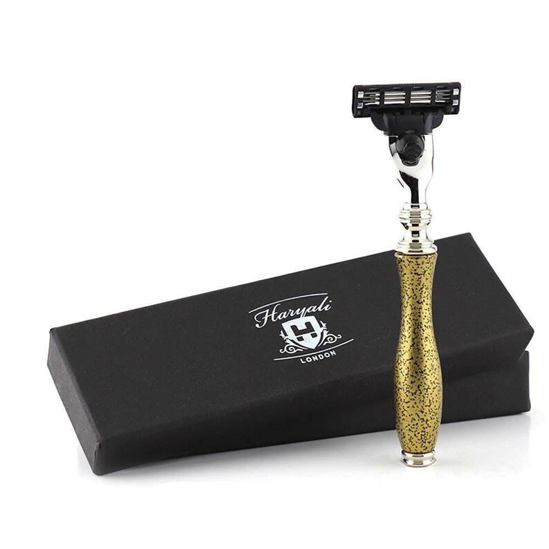 Handmade Gold Men's Shaving Kit | Badger Brush, Razor, Soap & Bowl - Etsy