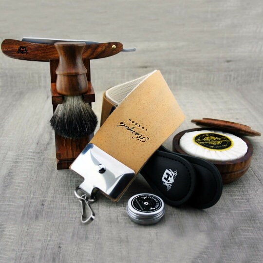 Wooden Cut Throat Razor Kit 7 Pc Shaving Kit Shaving Brush Straight ...