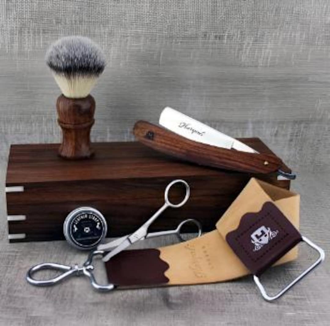 Personalized Shaving Kit | Custom Antique Razor Set for Men, Birthday ...