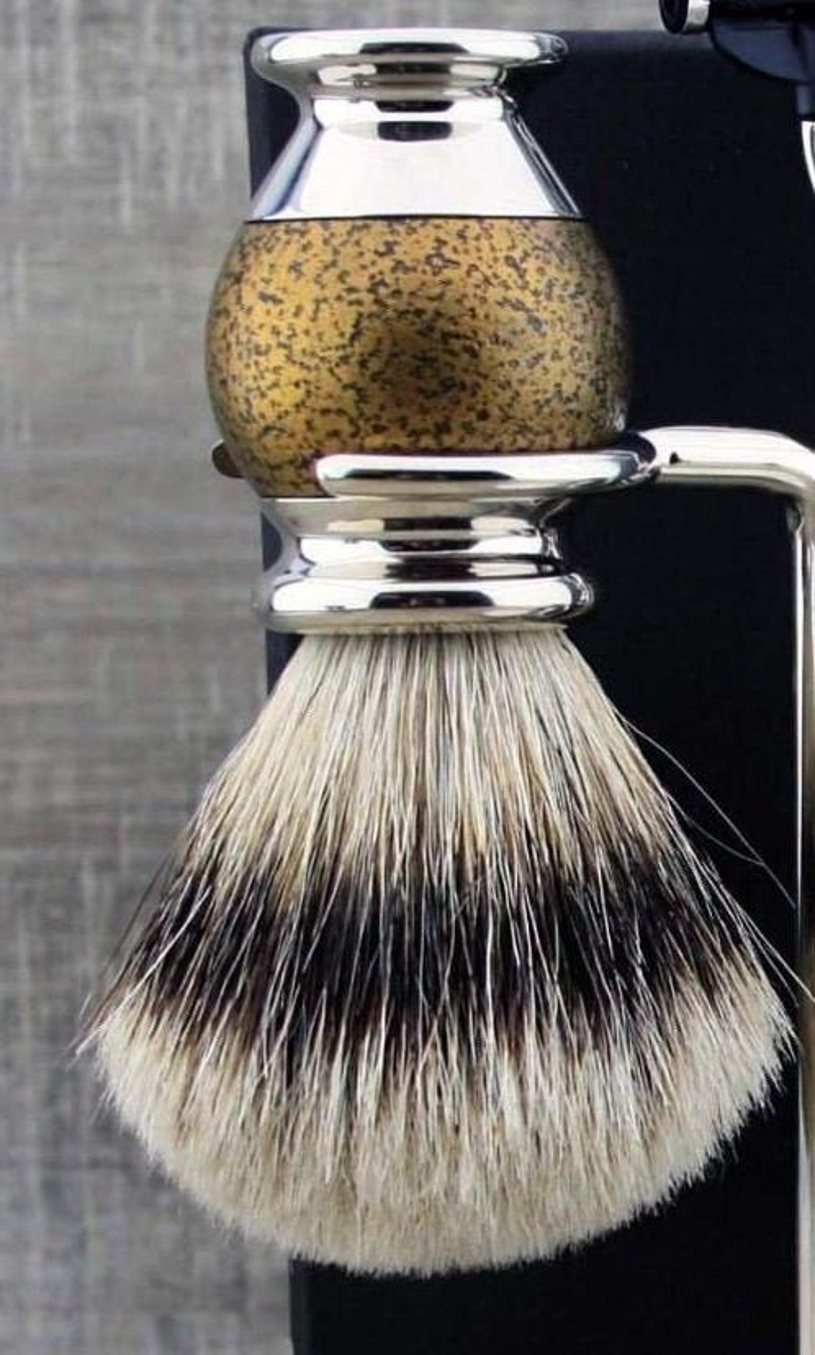 Handmade Gold Men's Shaving Kit | Badger Brush, Razor, Soap & Bowl - Etsy
