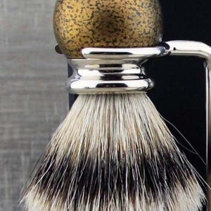 Handmade Gold Men's Shaving Kit | Badger Brush, Razor, Soap & Bowl - Etsy