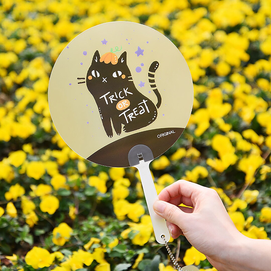 Handcrafted Cartoon Cat Round Fan With Playful Design - Etsy