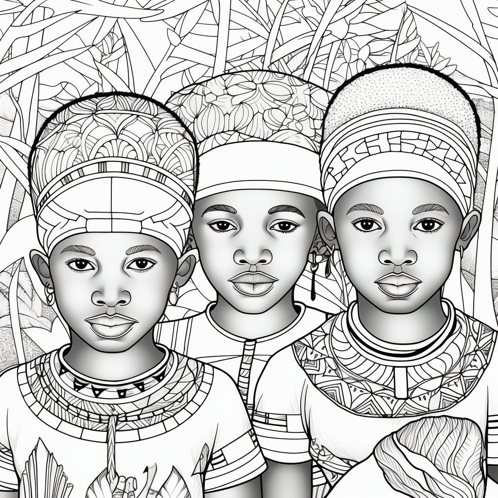 50 Africa Themed Colour Pages. Queens, Warriors and Families - Etsy