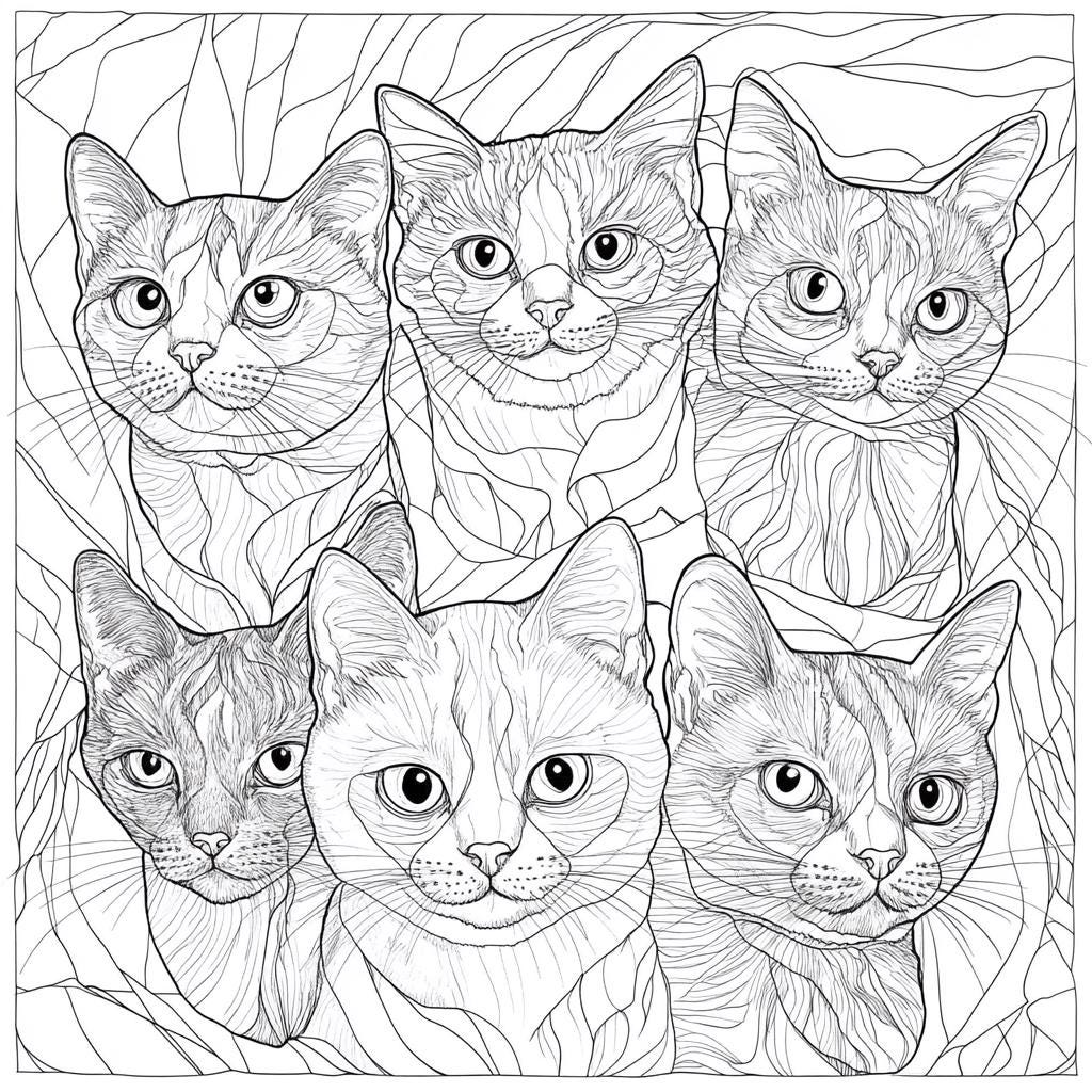 24 Cat Themed Colouring Pages - Etsy