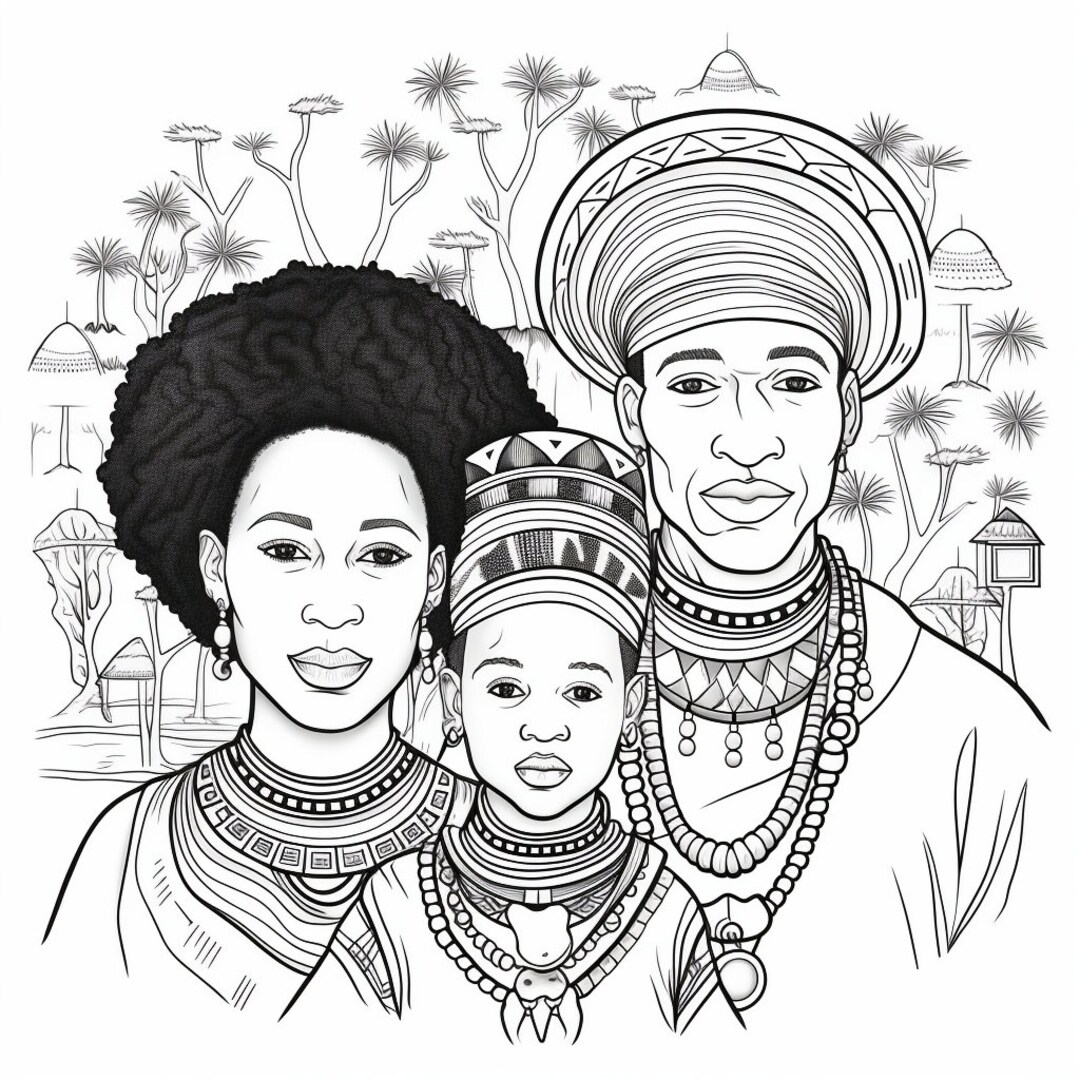 50 Africa Themed Colour Pages. Queens, Warriors and Families - Etsy