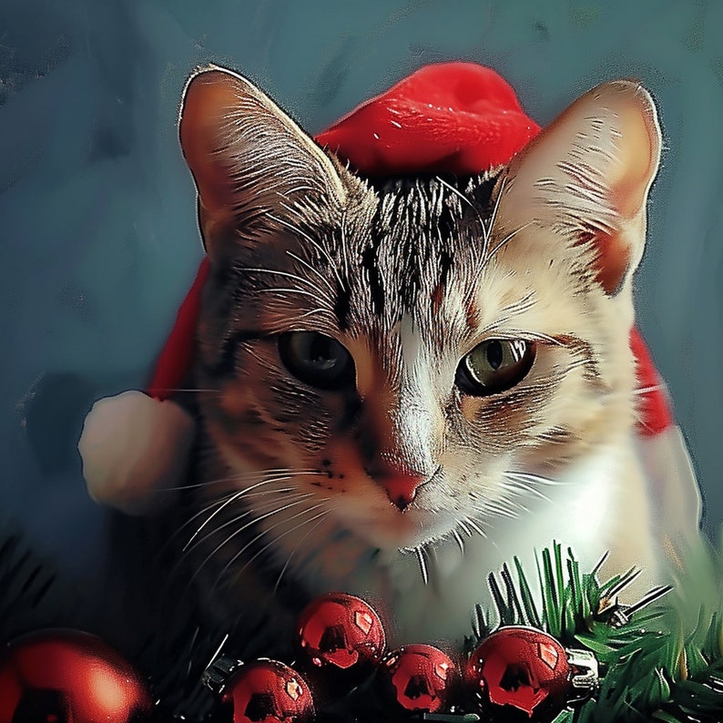 Christmas Cat in a Hat - Etsy