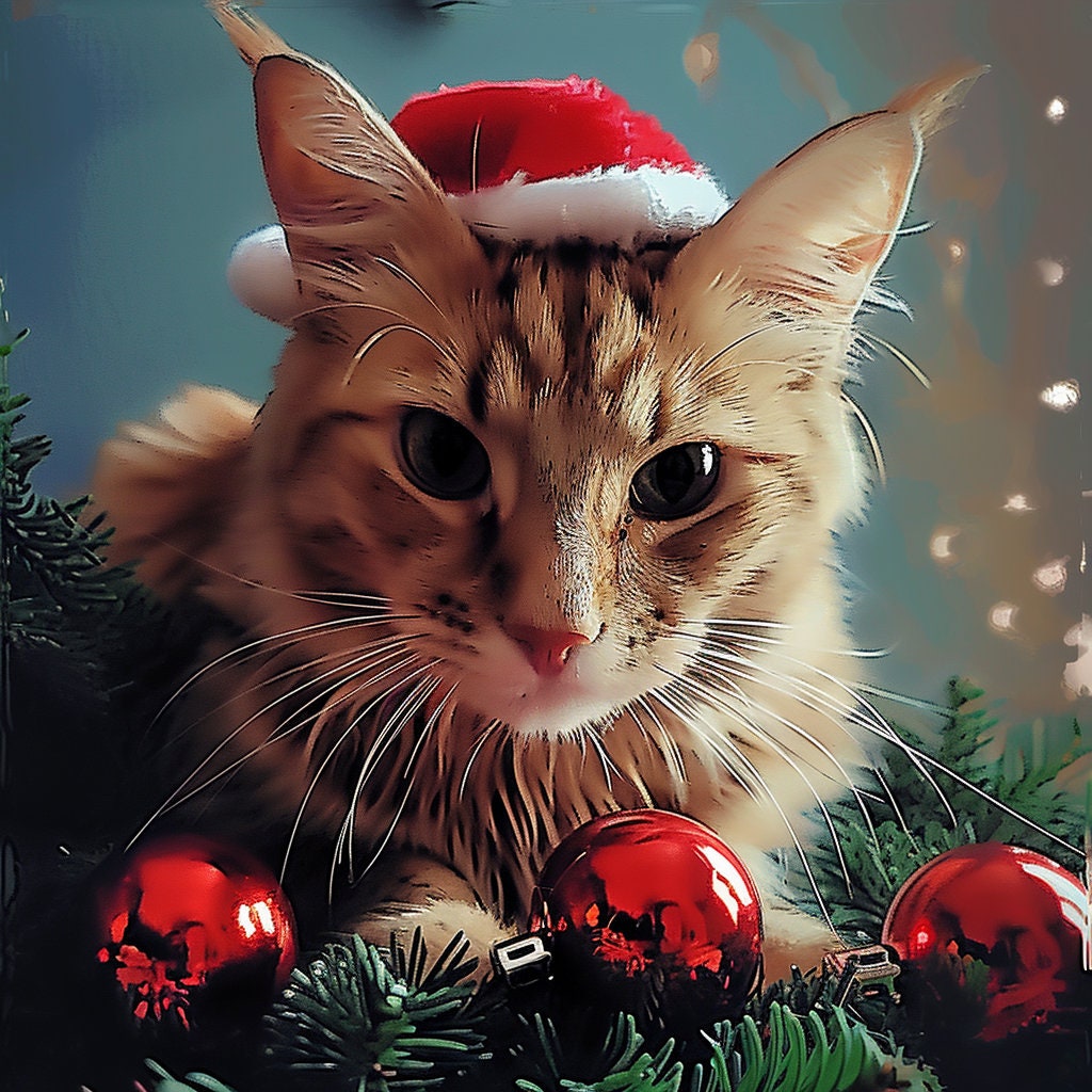 Christmas Cat in a Hat - Etsy