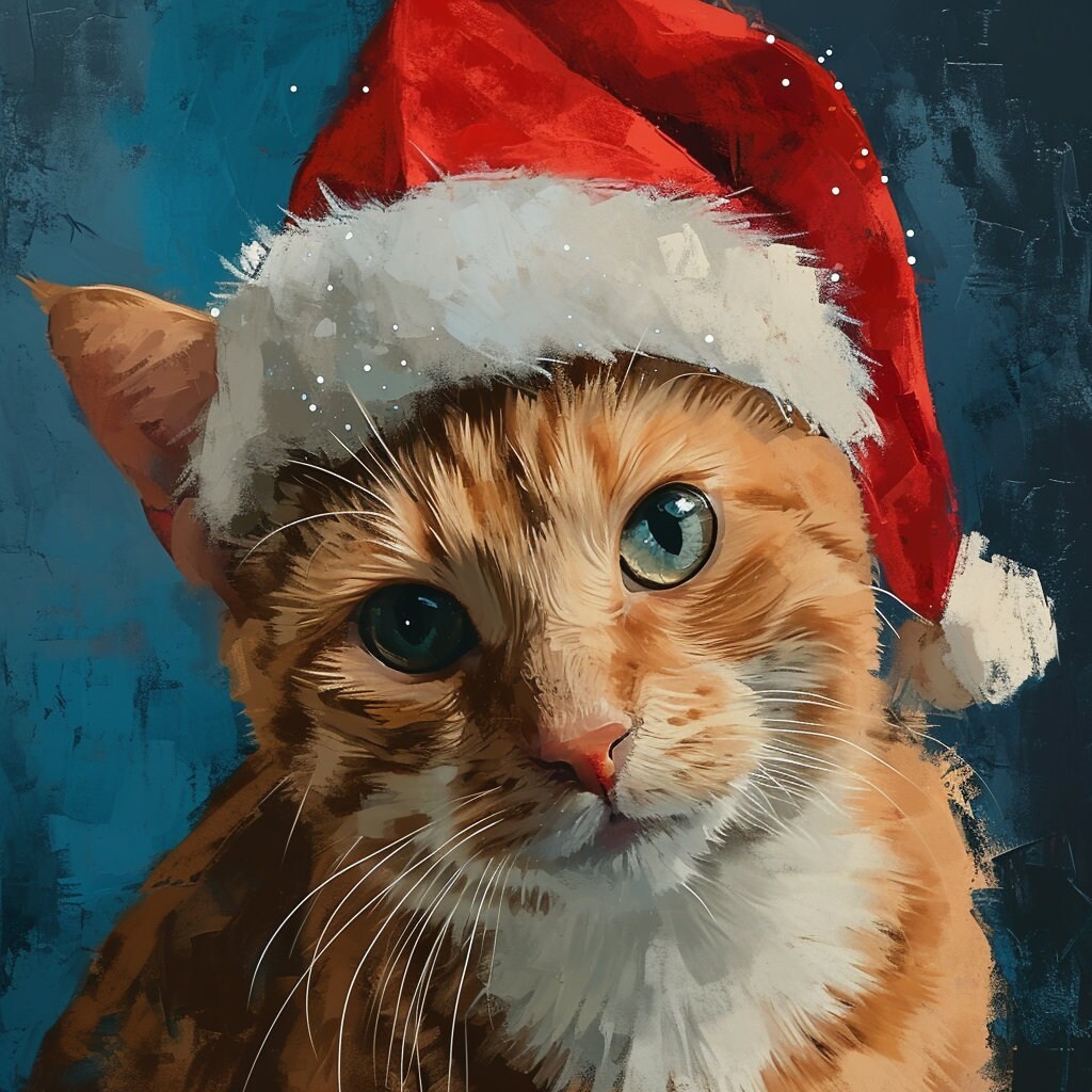 Christmas Cat in a Hat - Etsy