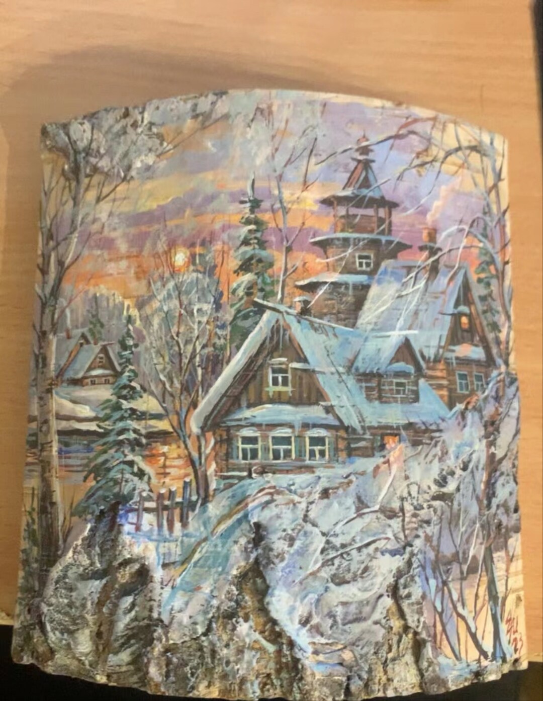 Hand-carved Birch Tree Painting, the Charm of Wood Painting, Wood ...