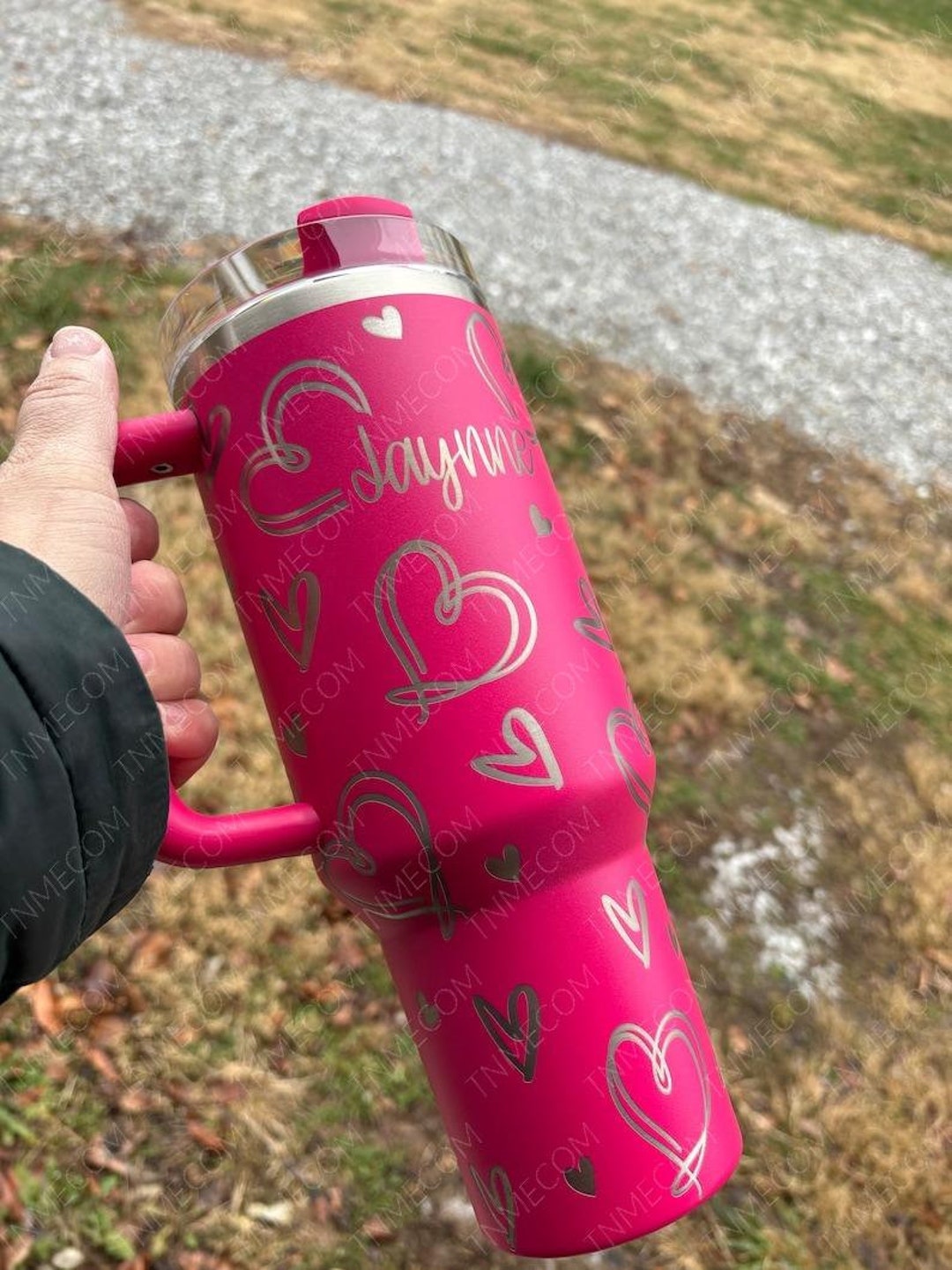 Valentine Heart Cosmo Pink or Target Red Engraved 40oz Tumbler Stanley ...