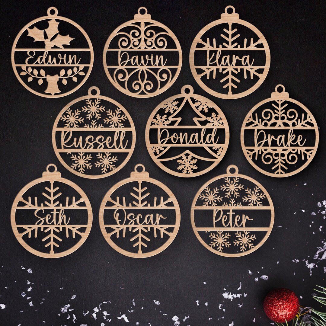 Personalized Wooden Christmas Ornament: Custom Name, Laser-cut Birch - Etsy