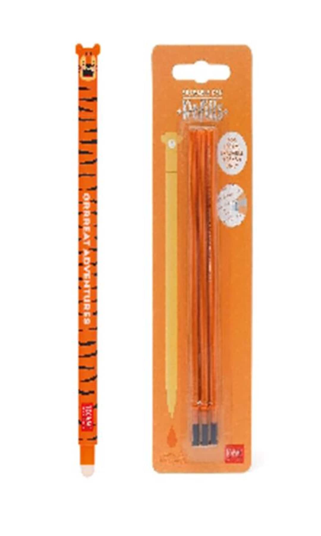 Legami Erasable Gel Pen - Tiger Orange Ink + 3 Orange Refills - 0.7mm ...