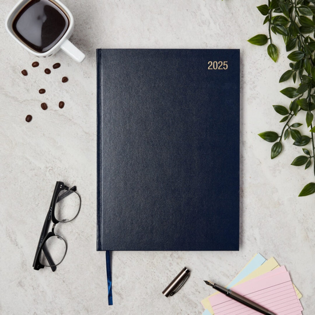 Diary Day a Page 2027 Desk Diary Hard Cover Casebound A4/A5 Black ...