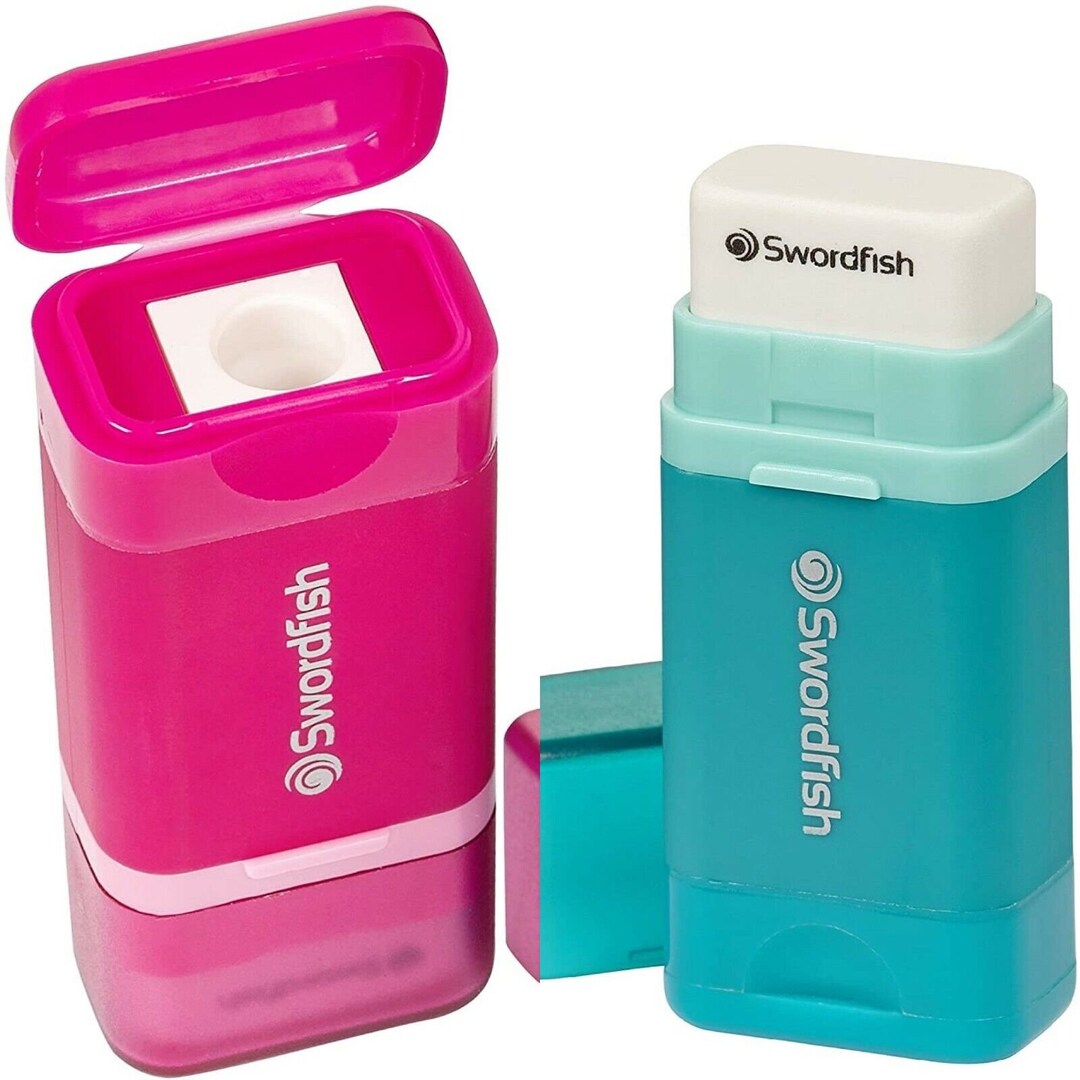 Swordfish Combo Pencil Sharpener With Mess-free Canister and Eraser ...