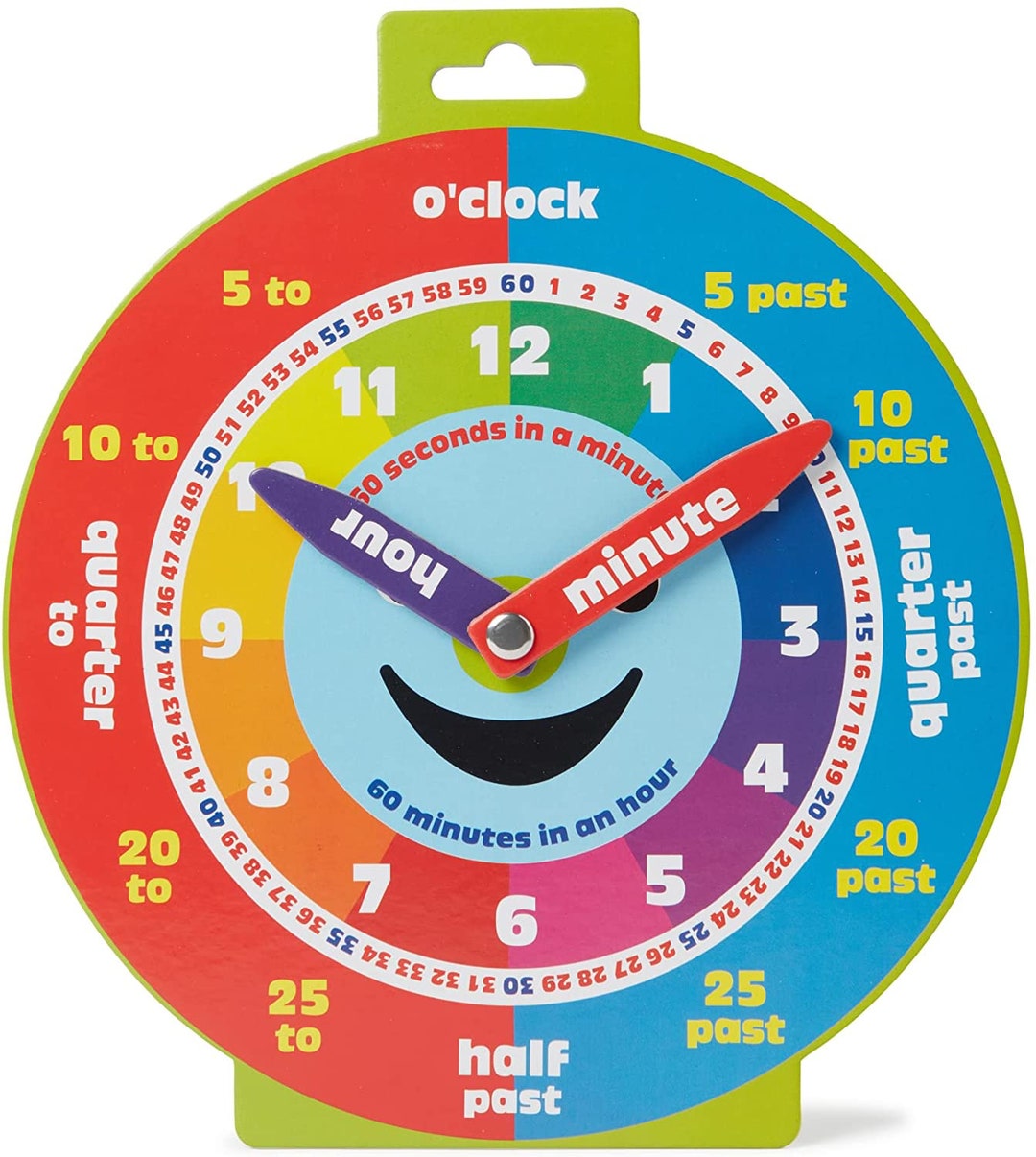 Early Learning Kids Education Clock Moveable Hands Smiley Face Magnetic ...