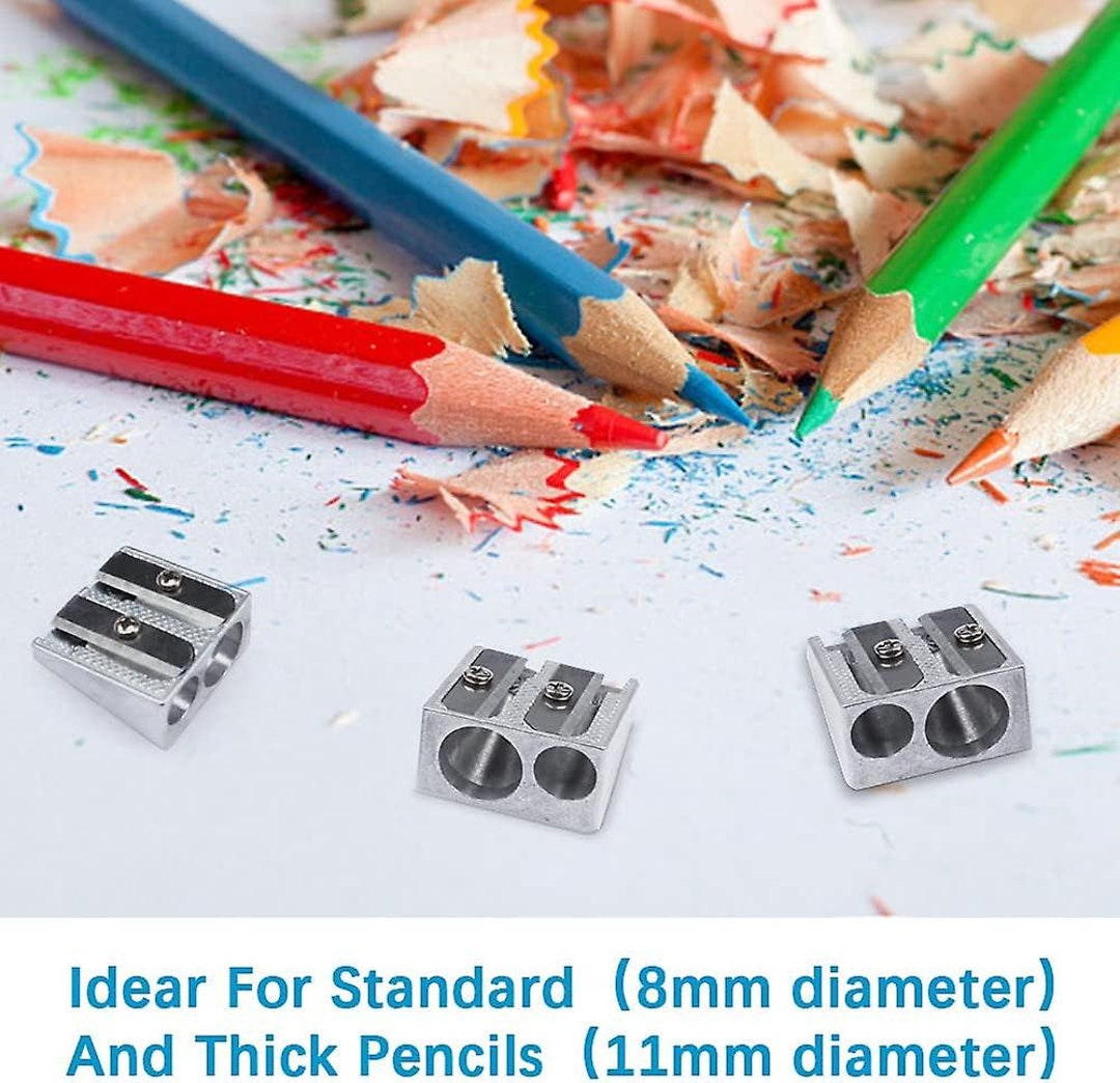 Pencil Sharpeners Metal Double Hole Standard Jumbo Pencils Home School ...