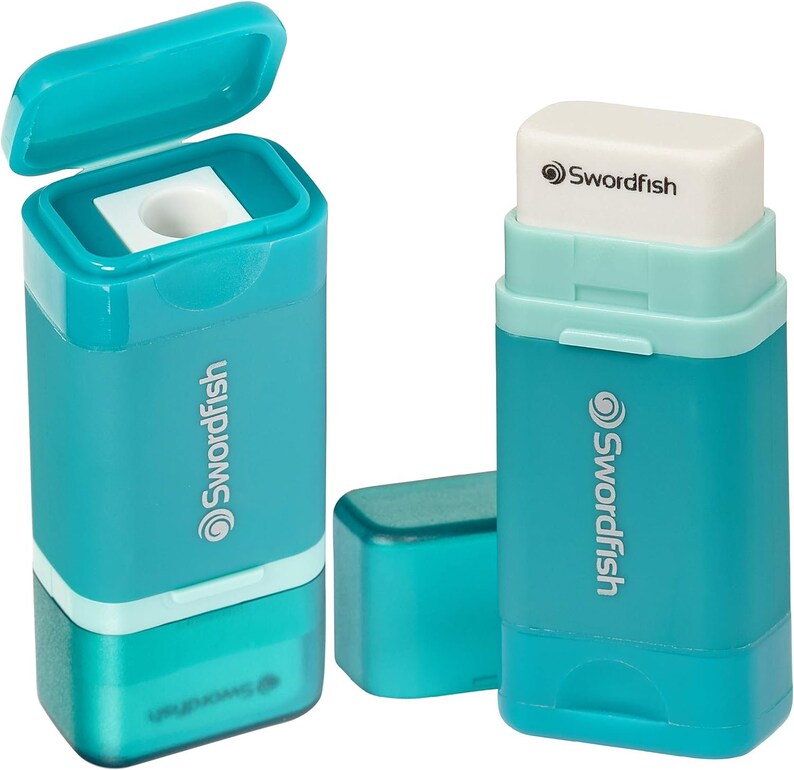 Swordfish Combo Pencil Sharpener With Mess-free Canister and Eraser ...