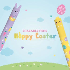 Legami Hoppy Easter Set of 2 Erasable Gel Pens Bunny Pink Ink & Chick ...