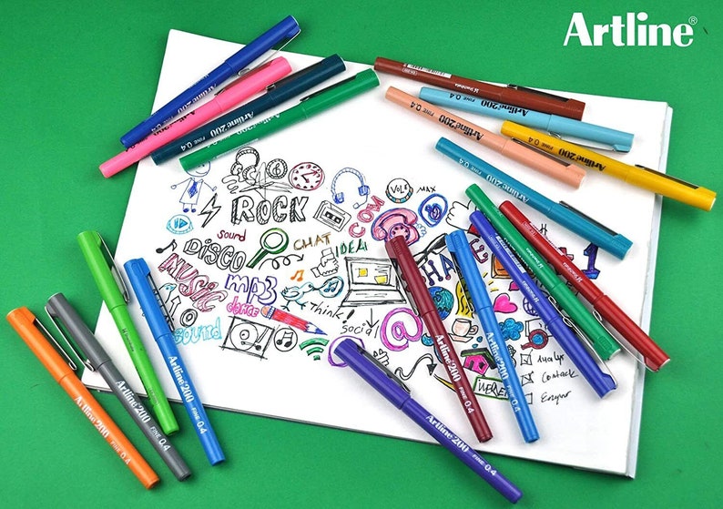 Artline 200 Fineliners Technical Drawing Marker Pens Extra Fine Point 0 ...