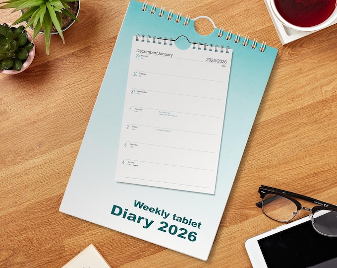 A5 Tablet Calendar Week to View Wall Hanging Planner Spiral Bound 2026 ...