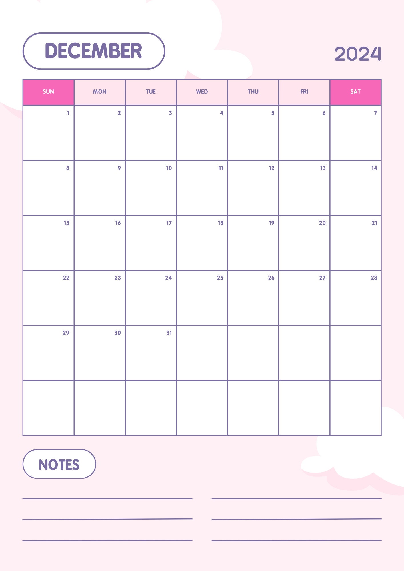 The Simple Calander for 2024 Year - Etsy