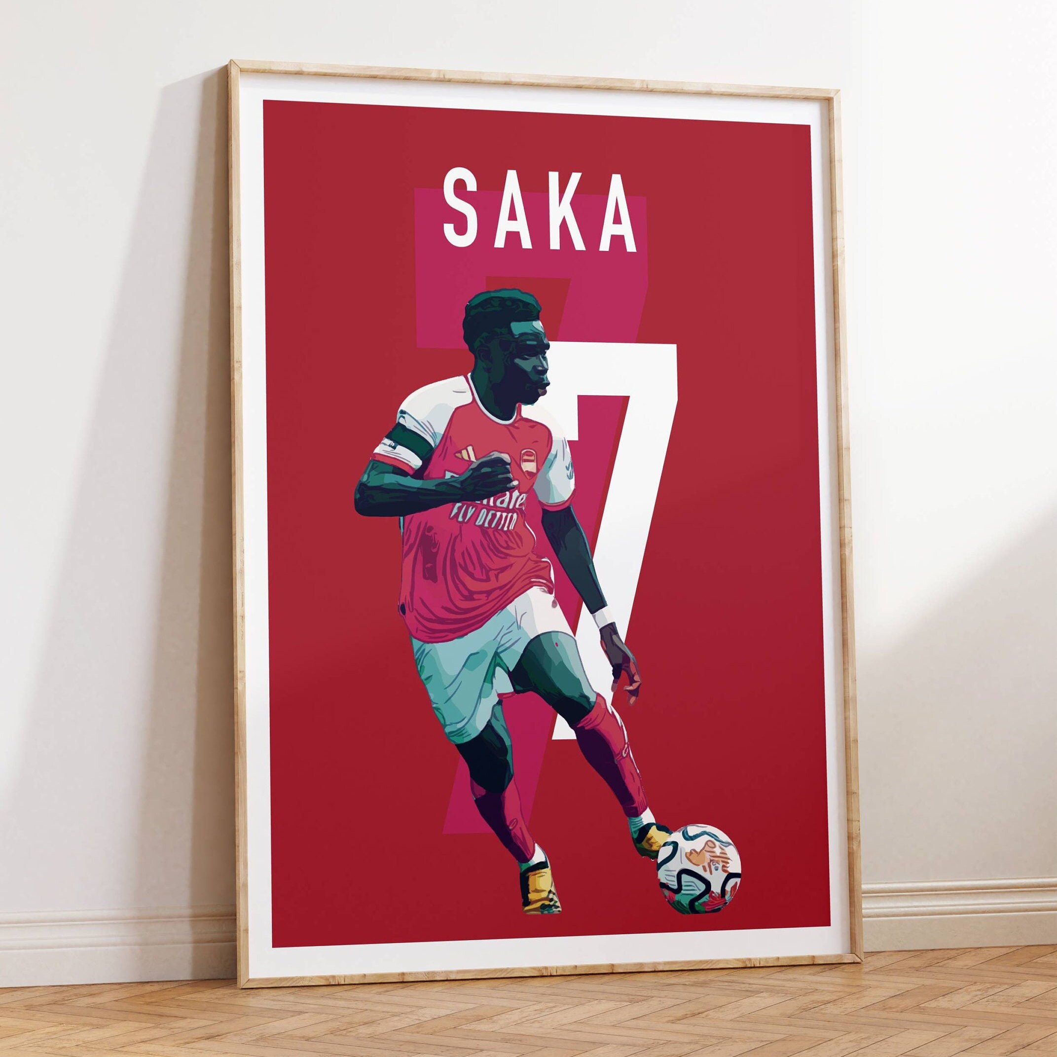Bukayo Saka Poster Art, Arsenal FC, Arsenal Player, the Three Lions ...